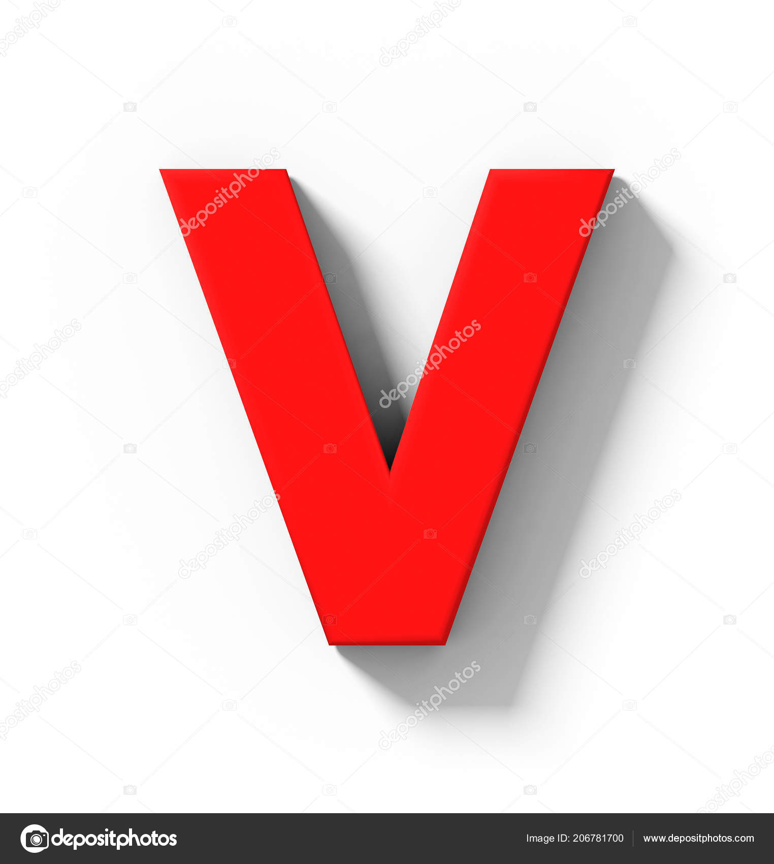 Letter Red Isolated White Shadow Orthogonal Projection Rendering ...