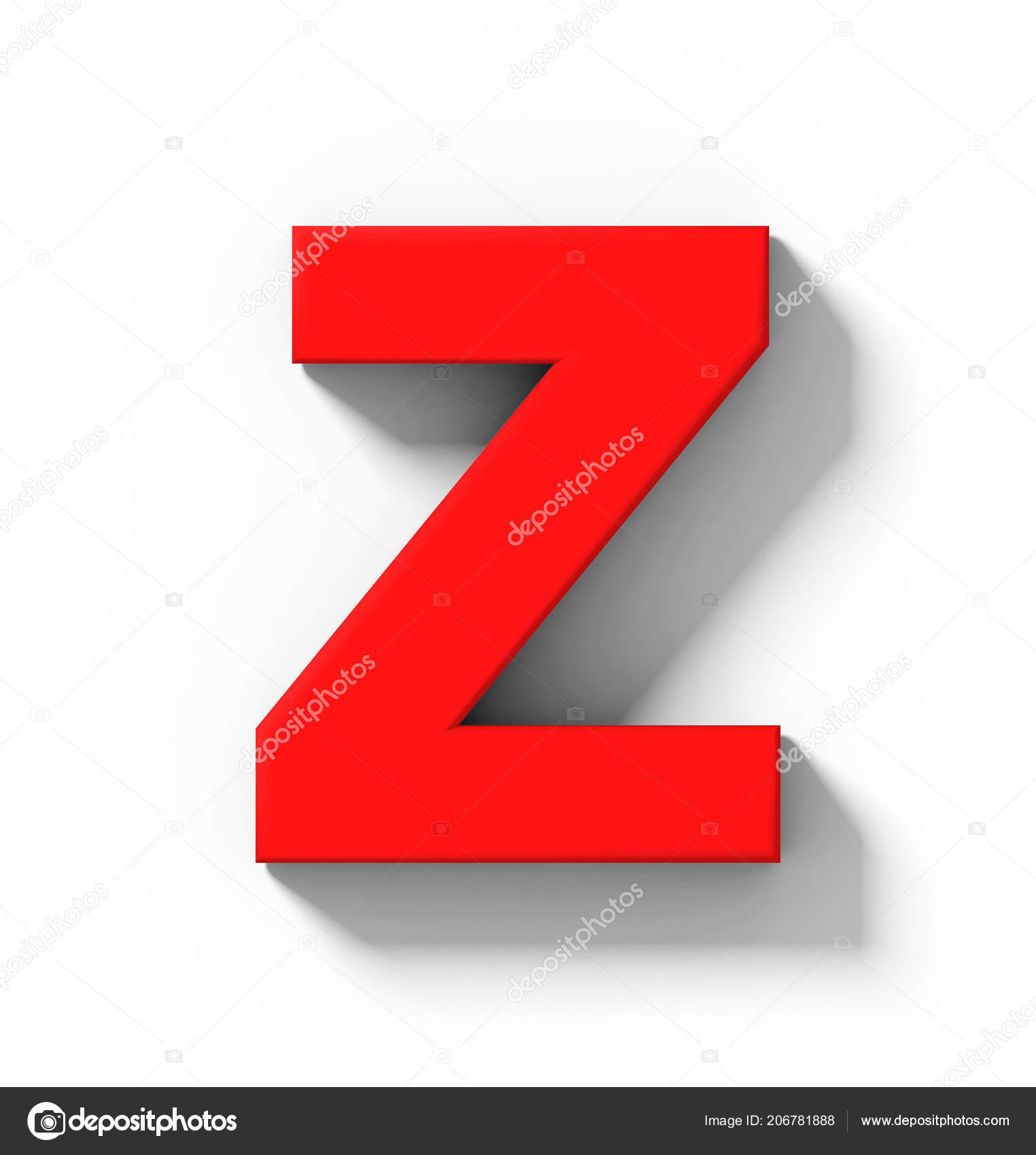 Letra Rojo Aislado Blanco Con Sombra Proyección Ortogonal ...