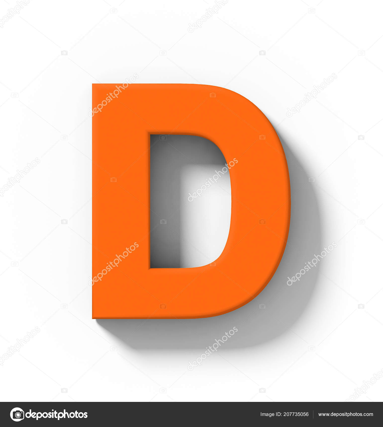 Letter Orange Isolated White Shadow Orthogonal Projection Rendering ...
