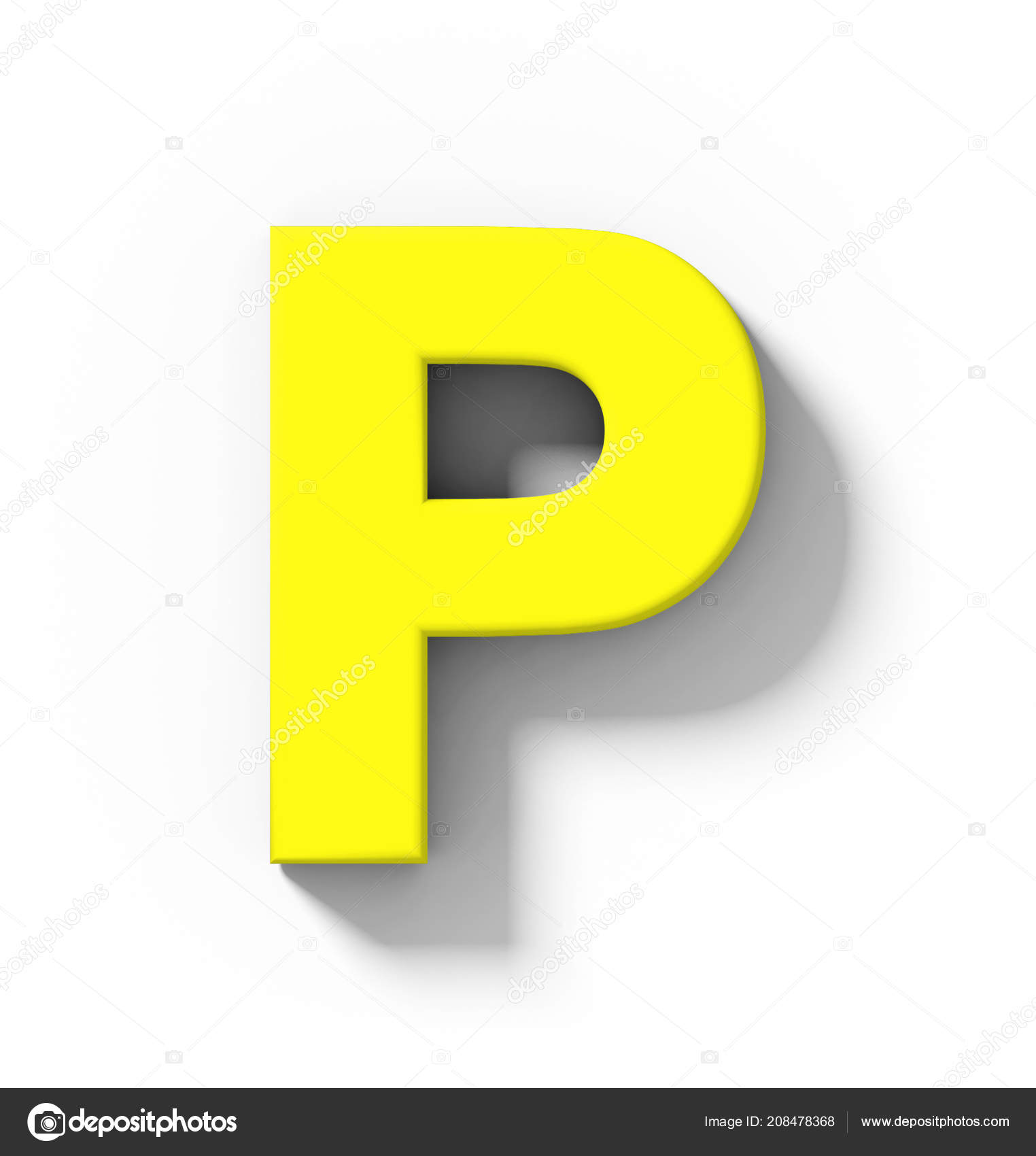 Letra Amarillo Aislado Blanco Con Sombra Proyección Ortogonal ...
