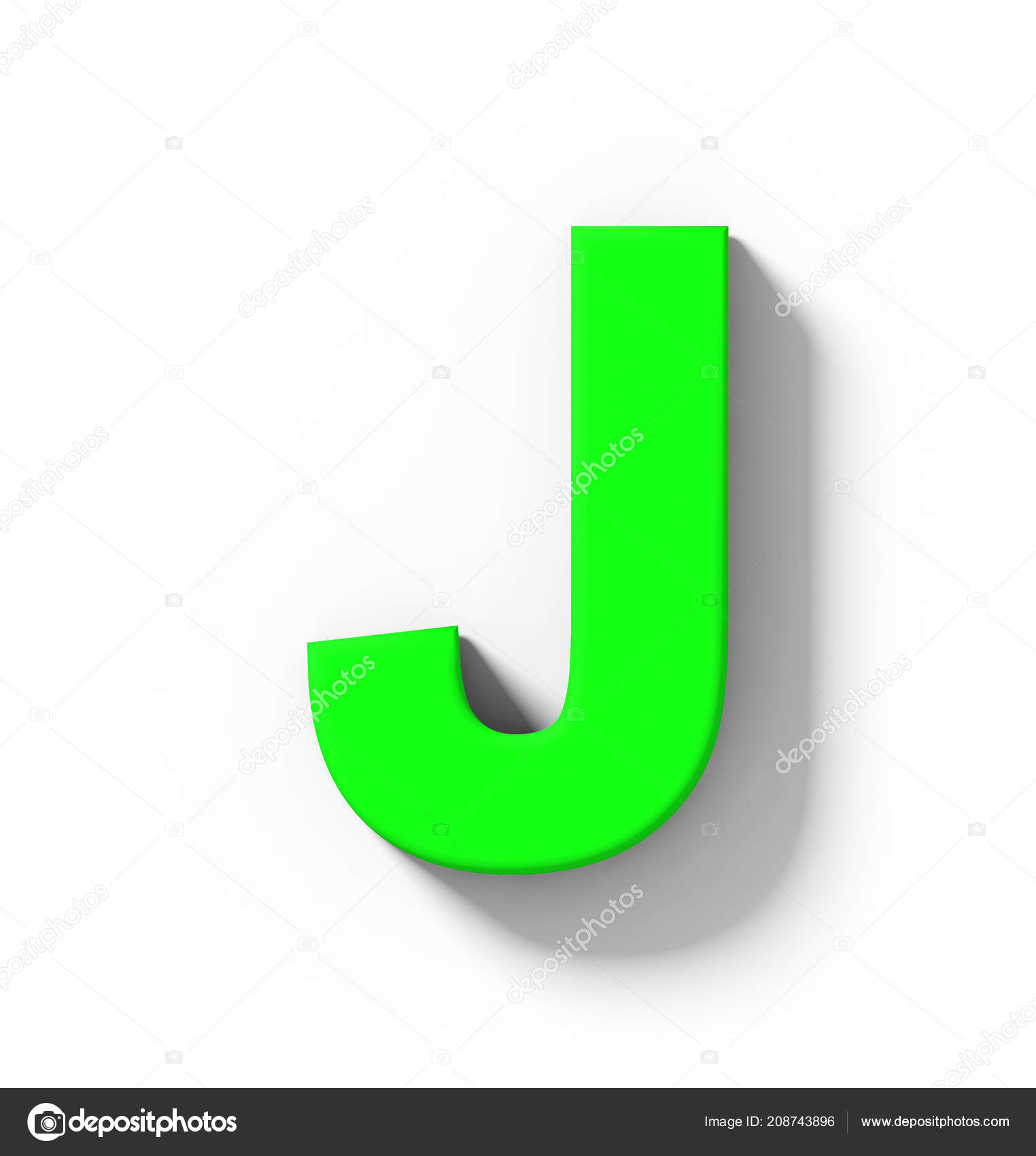 Letra Verde Aislado Blanco Con Sombra Proyección Ortogonal ...