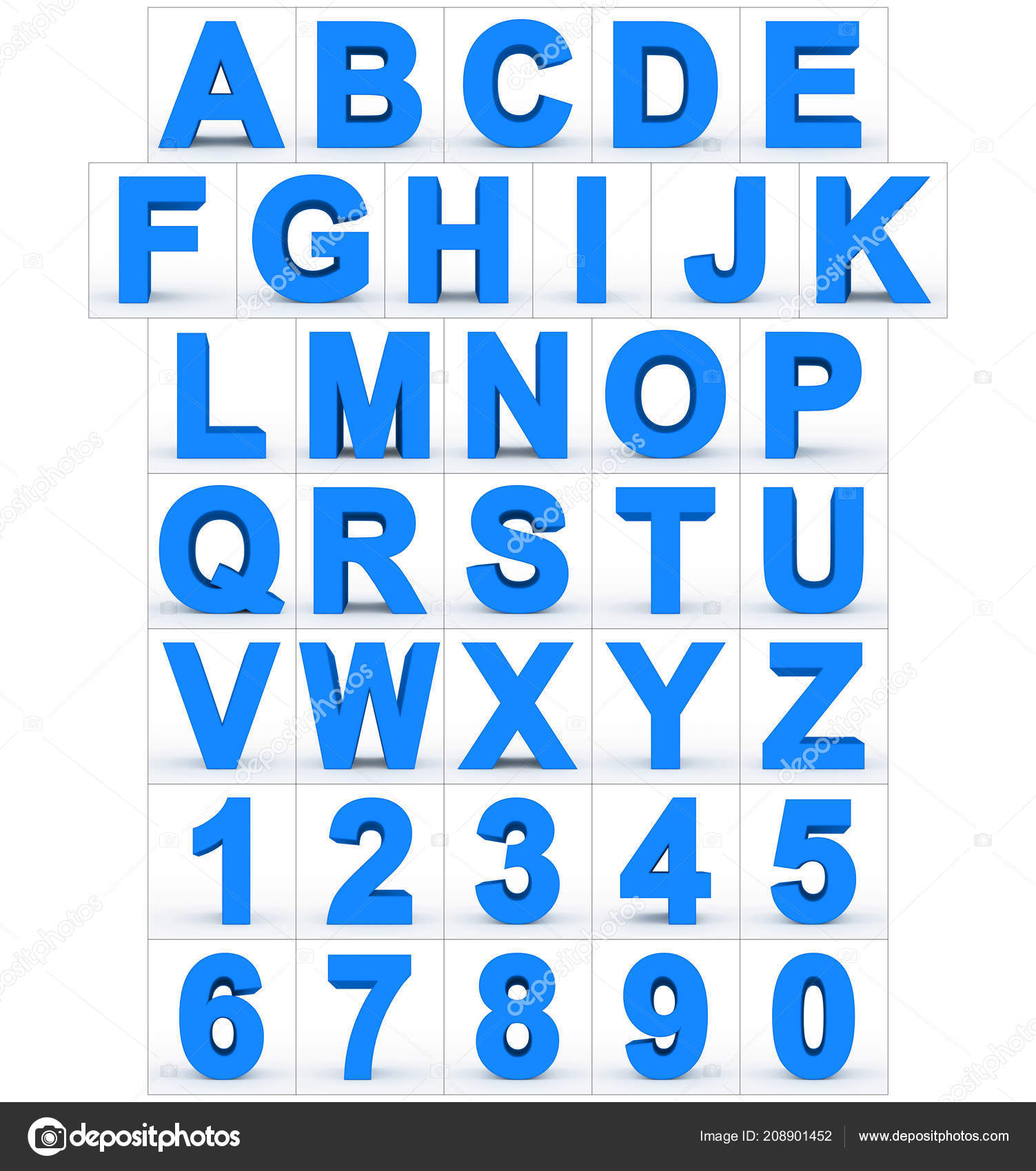Letters Numbers Blue Isolated White Rendering — Stock Photo © 3dvlaa ...