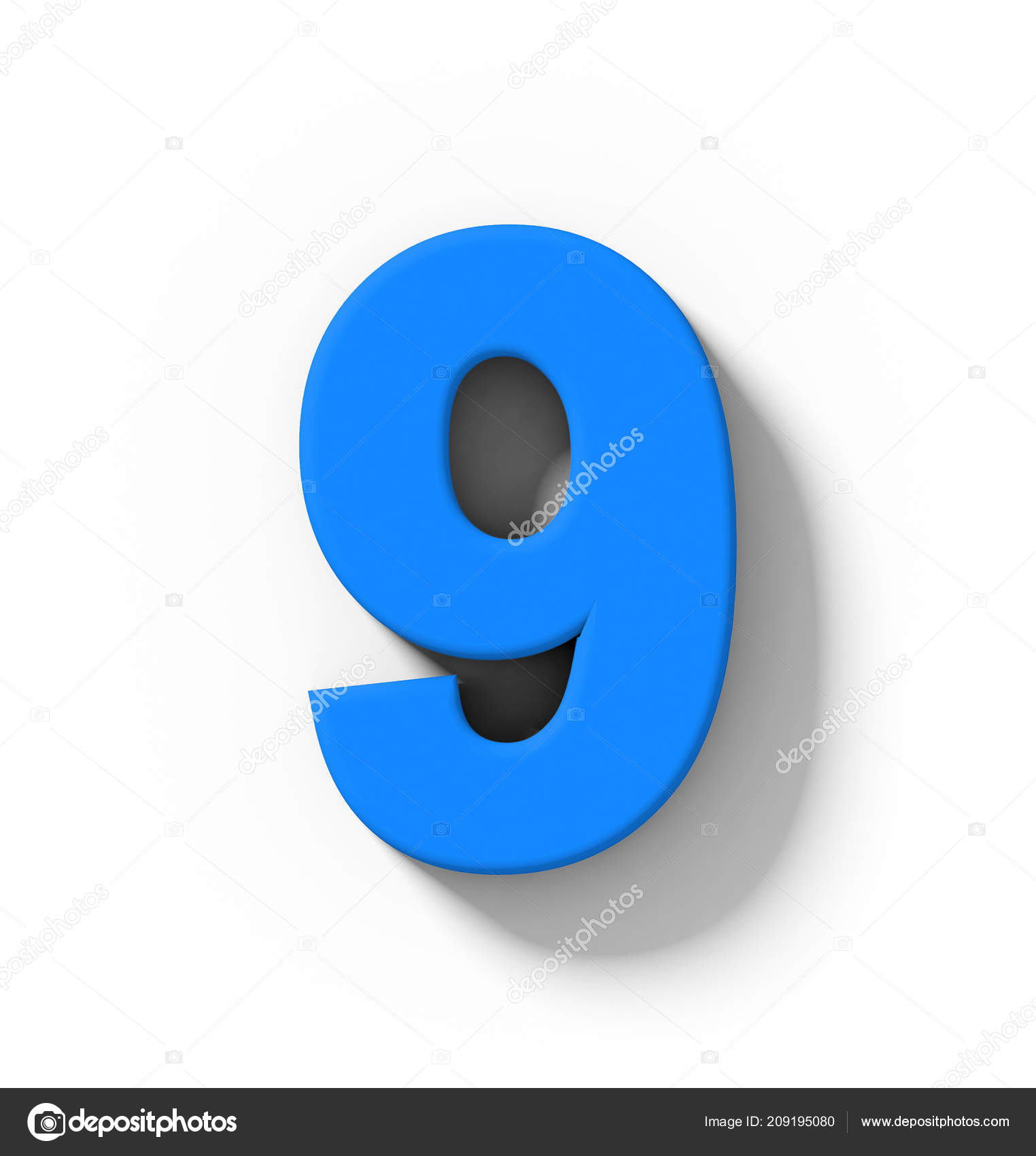 Número Azul Aislado Blanco Con Sombra Proyección Ortogonal ...