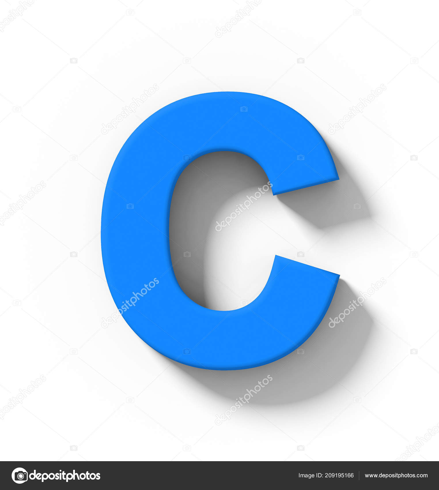 Letter Blue Isolated White Shadow Orthogonal Projection Rendering Stock ...