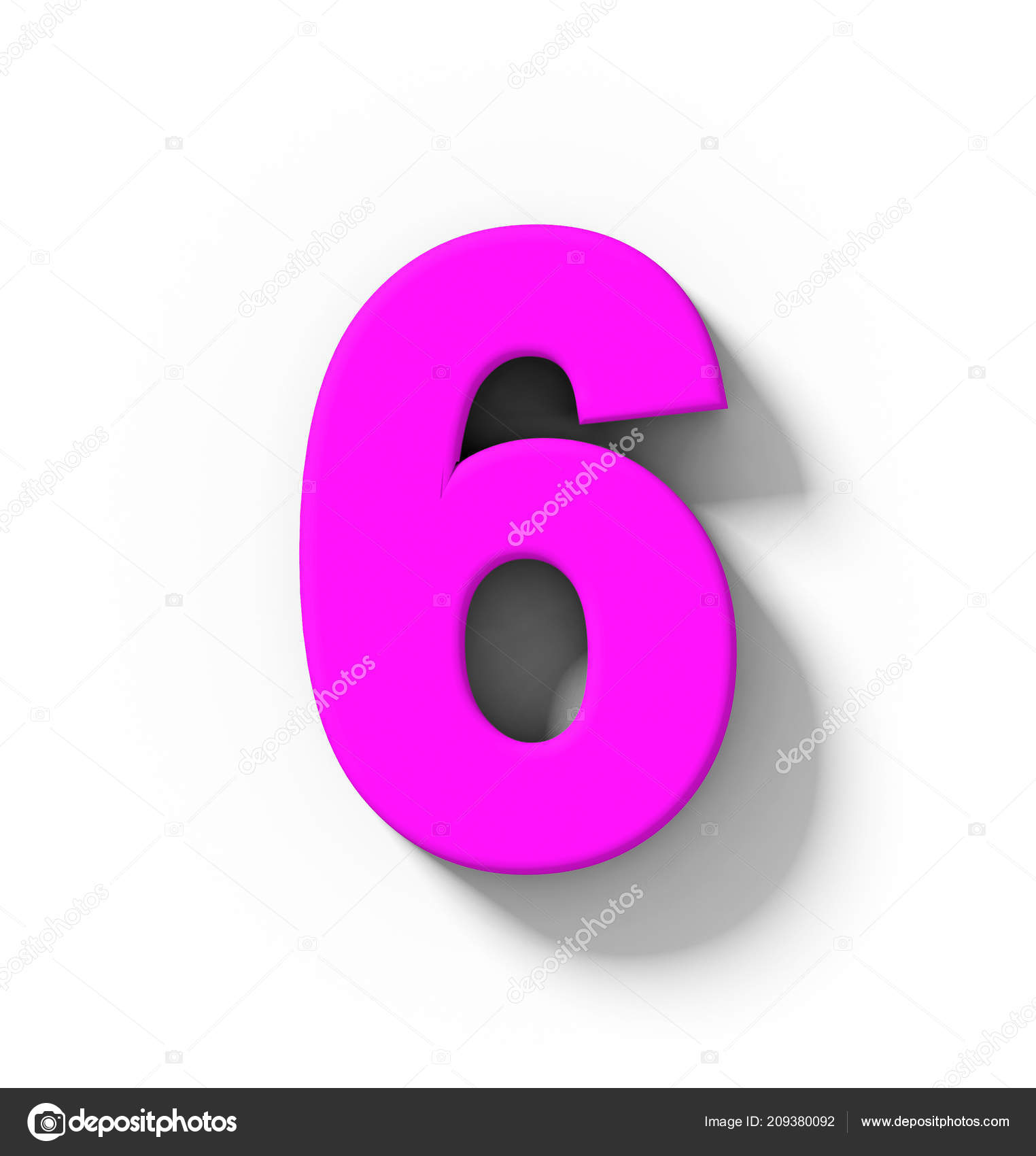 Number Purple Isolated White Shadow Orthogonal Projection Rendering ...