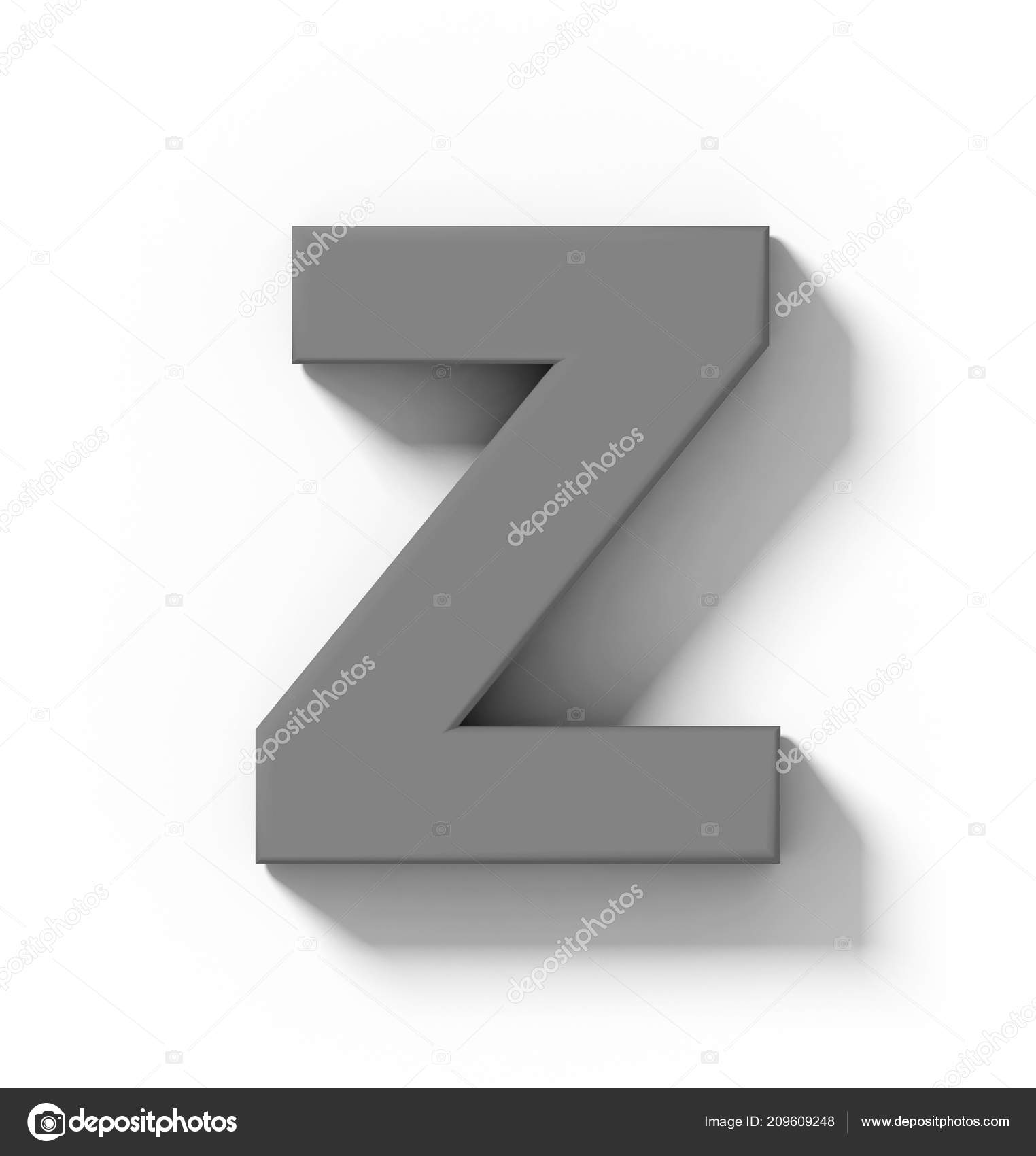 Letter Medium Gray Isolated White Shadow Orthogonal Projection ...