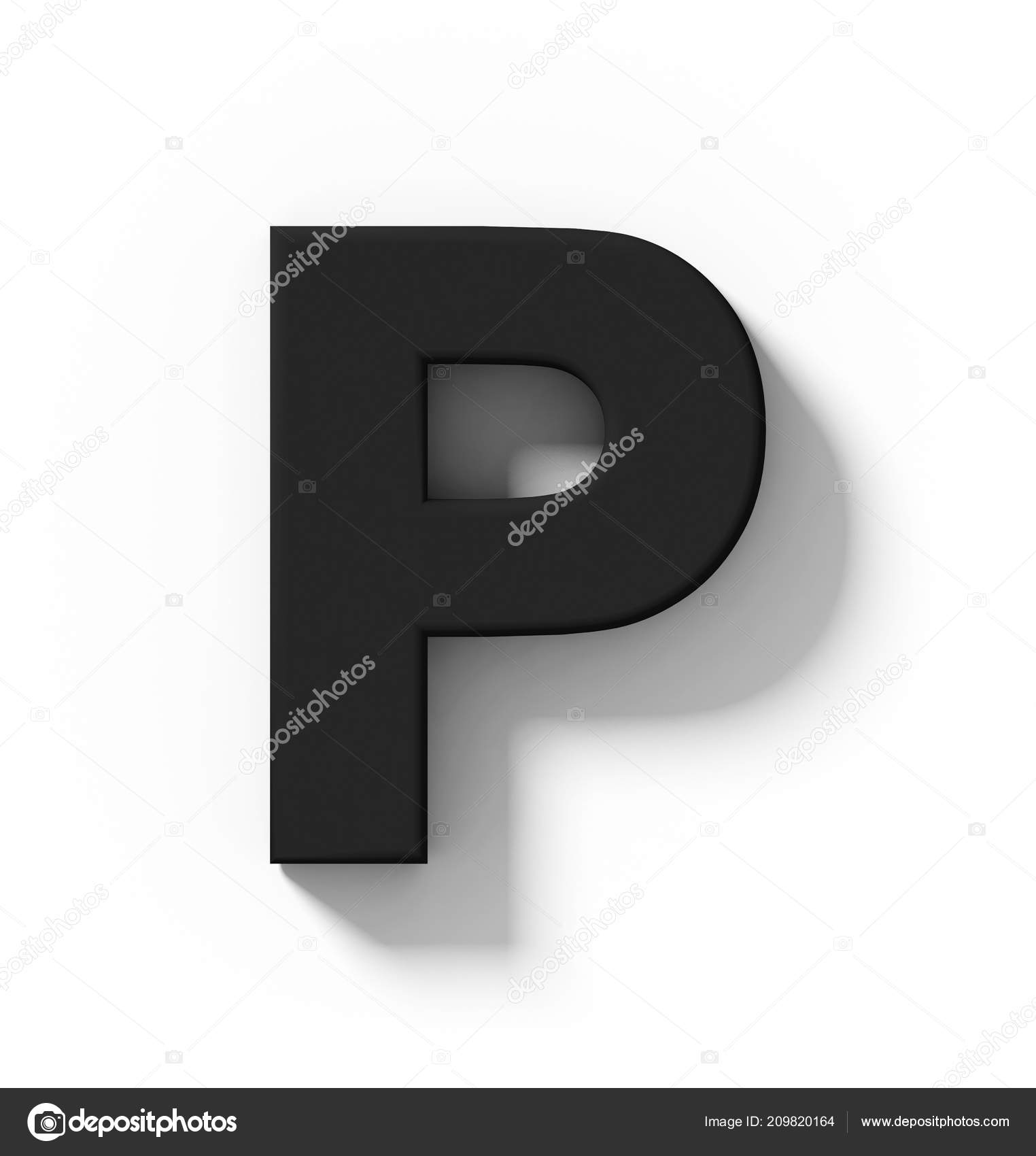 Letter Black Isolated White Shadow Orthogonal Projection Rendering ...