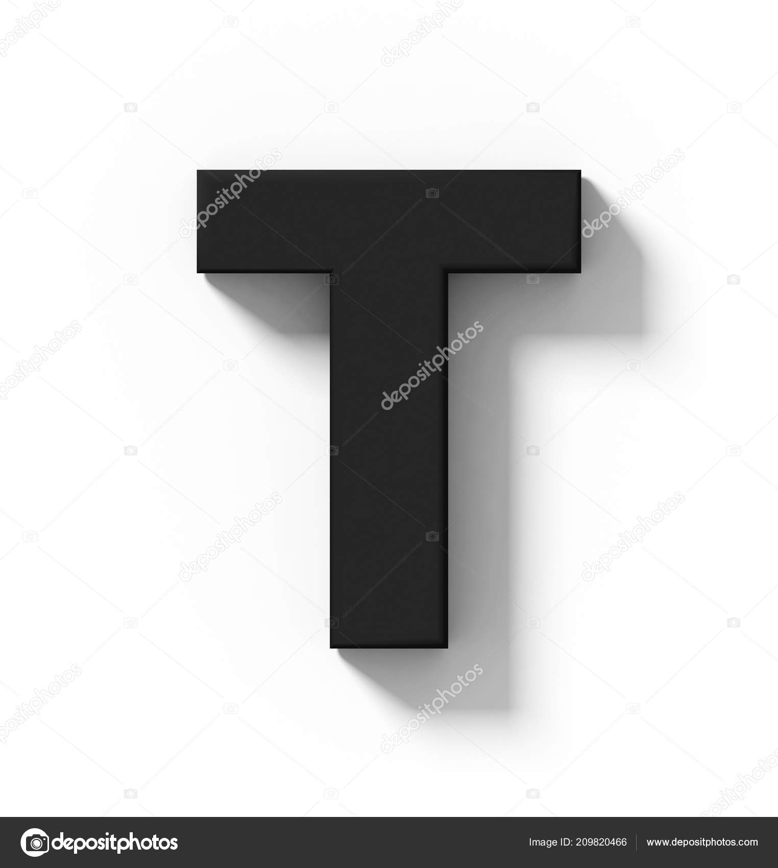 Letter Black Isolated White Shadow Orthogonal Projection Rendering ...