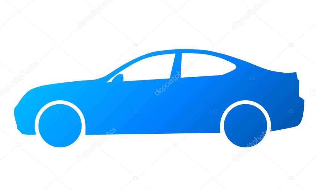 Icono del símbolo del coche - gradiente azul, 2d, aislado - ilustración ...