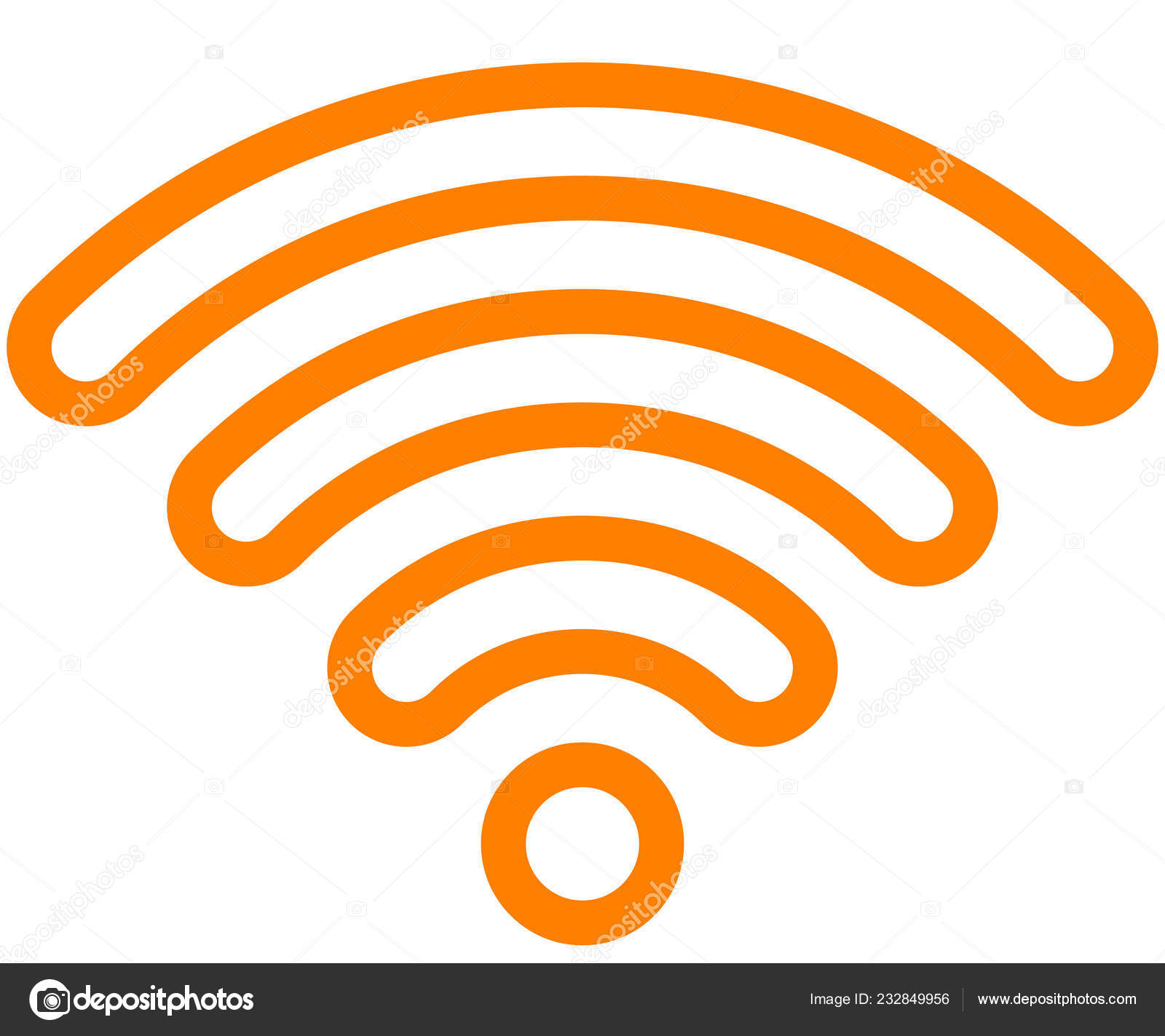 Wifi Symbol Icon Orange Outlined Rounded Isolated Vector Illustration ...