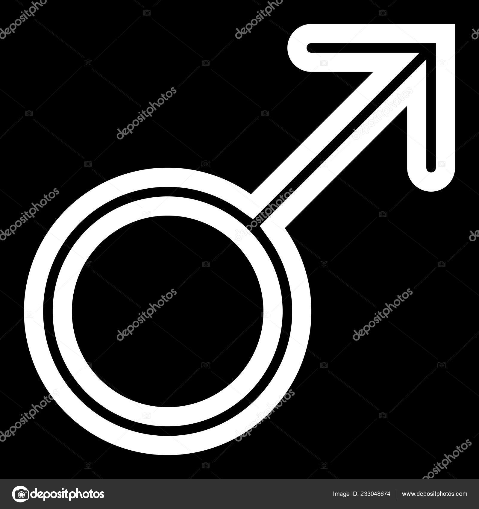 Icono Símbolo Masculino Blanco Delgado Redondeado Delineado Aislado ...