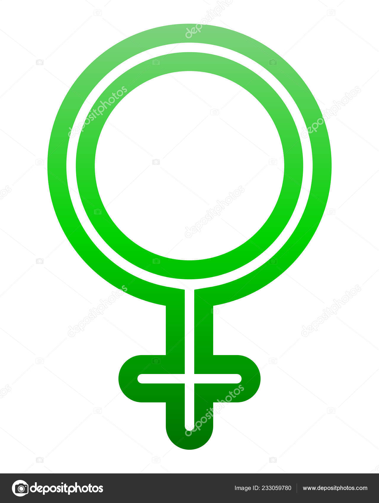 Female Symbol Icon Green Thin Rounded Outlined Gradient Isolated Vector ...