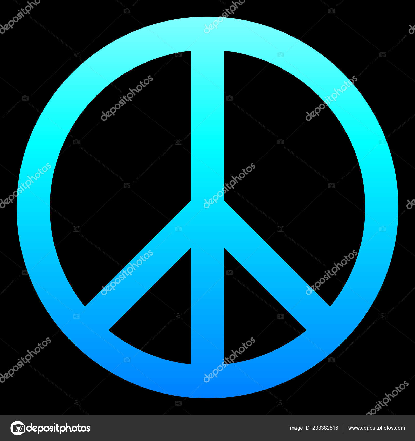 Peace Symbol Icon Cyan Blue Simple Gradient Cold Light Isolated Stock ...