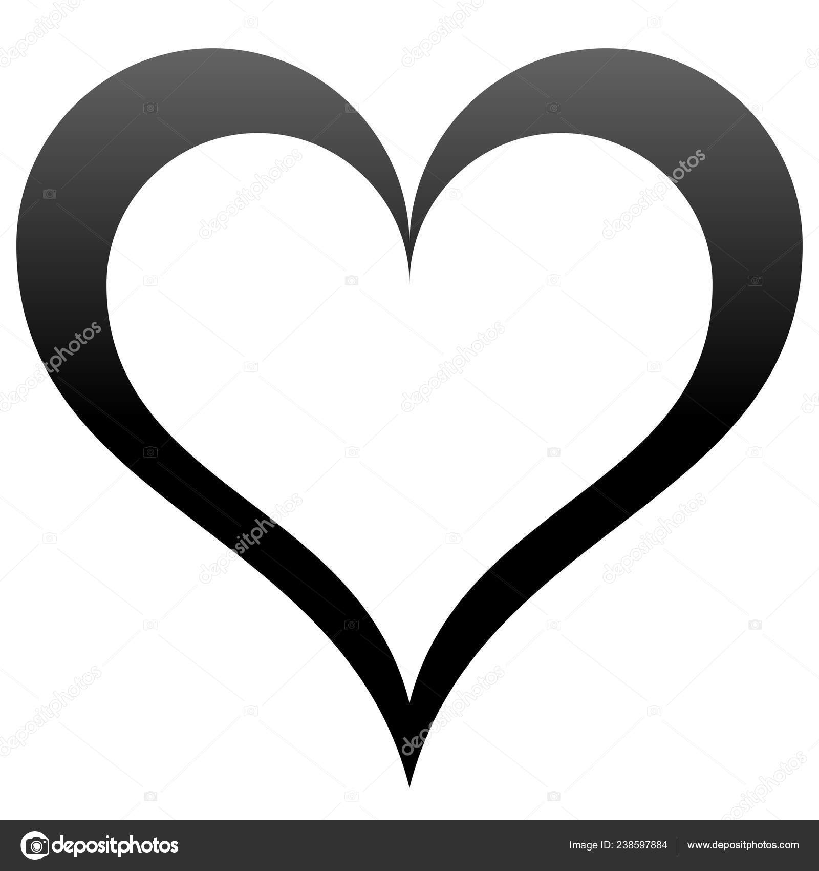 Icono Del Símbolo Del Corazón Gradiente Negro Perfilado Aislado ...