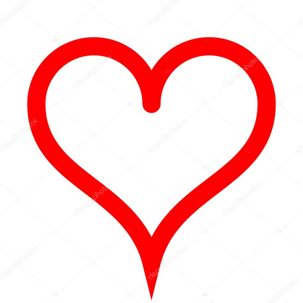 Icono símbolo del corazón - rojo simple delineado, aislado ...