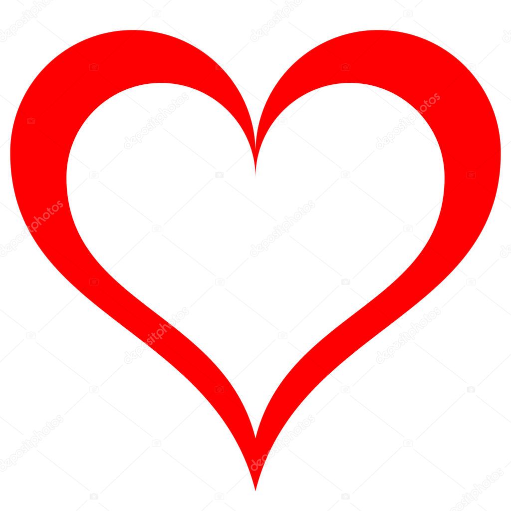 Icono símbolo del corazón - rojo simple delineado, aislado ...