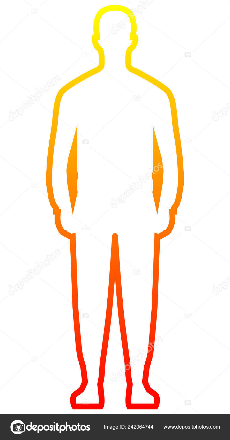 Man Standing Silhouette Yellow Orange Red Gradient Outline Isolated ...