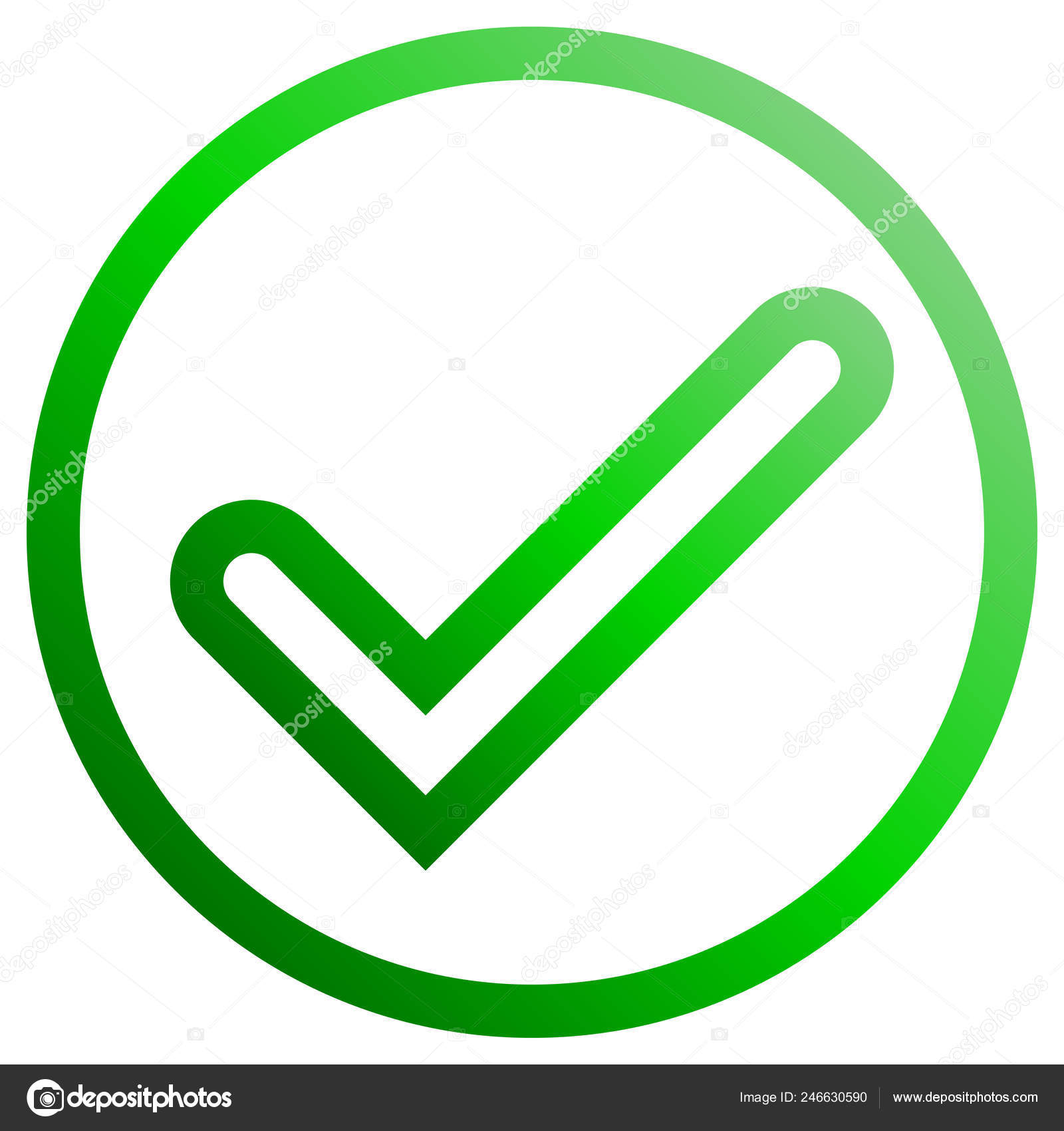 Check Marks Green Gradient Outline Tick Icon Circle Vector Illustration ...