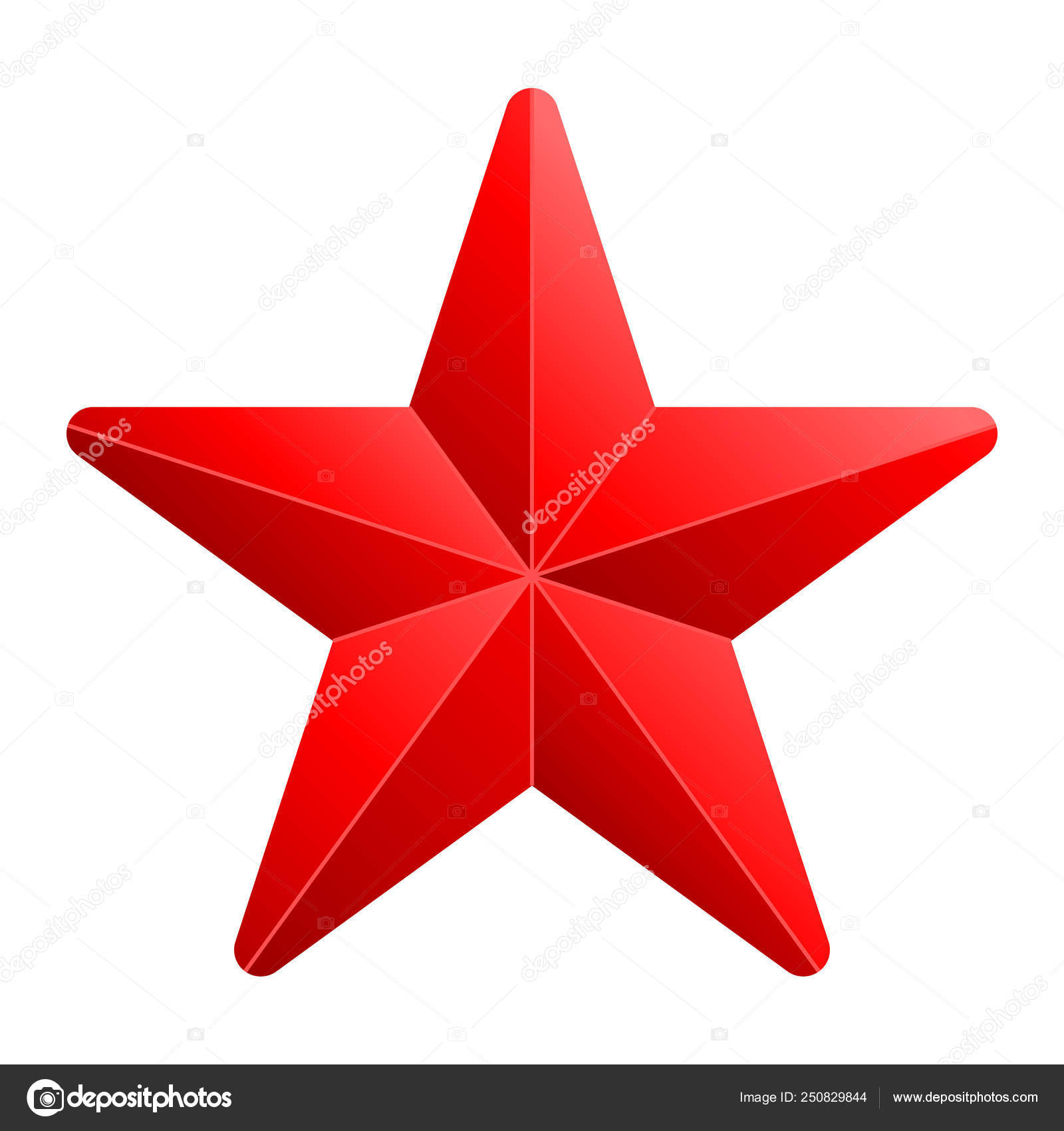 Star symbol icon - red gradient 3d, 5 pointed rounded, isolated Stock ...
