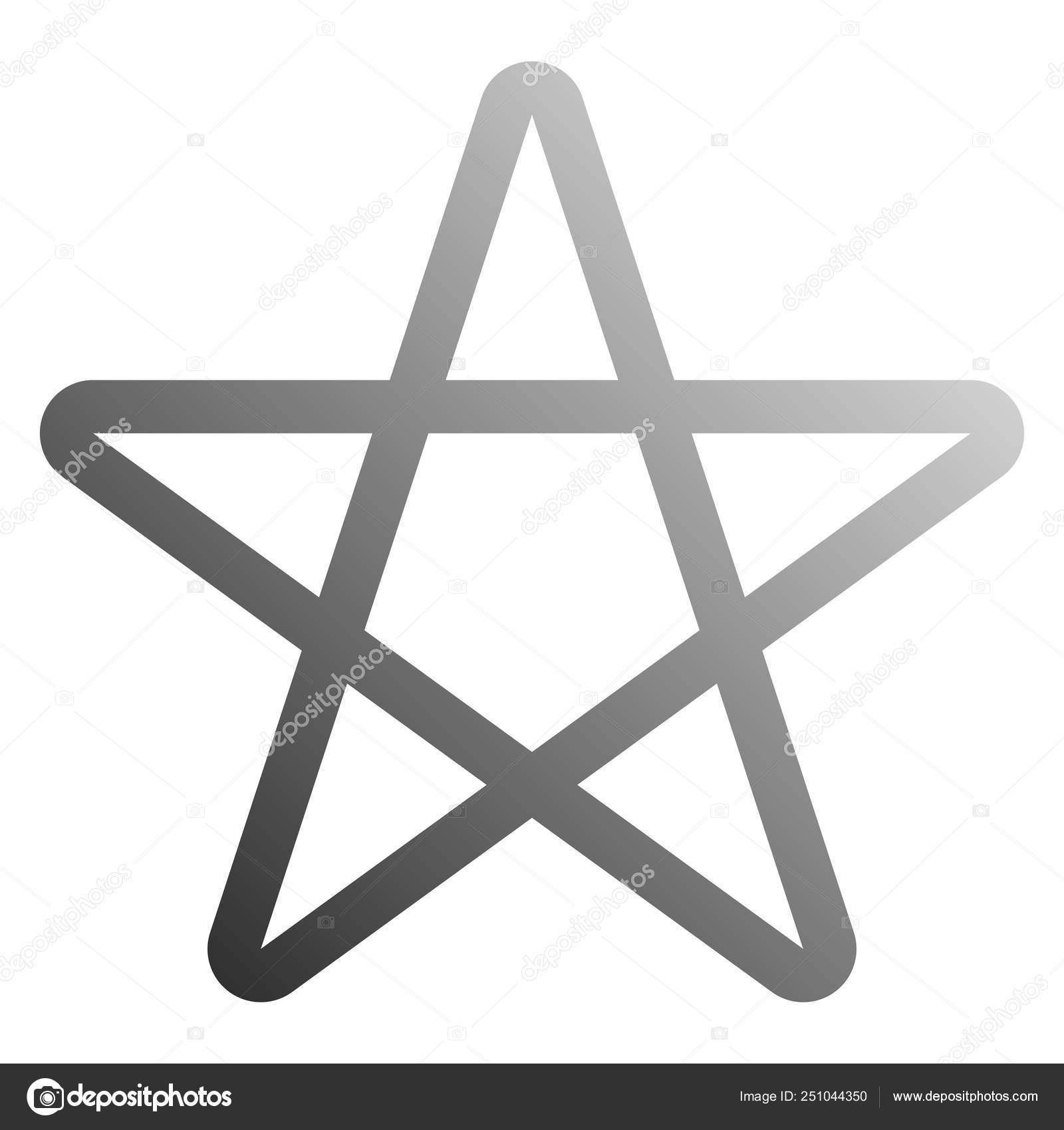 Star symbol icon - gray gradient outline, 5 pointed rounded, iso Stock ...