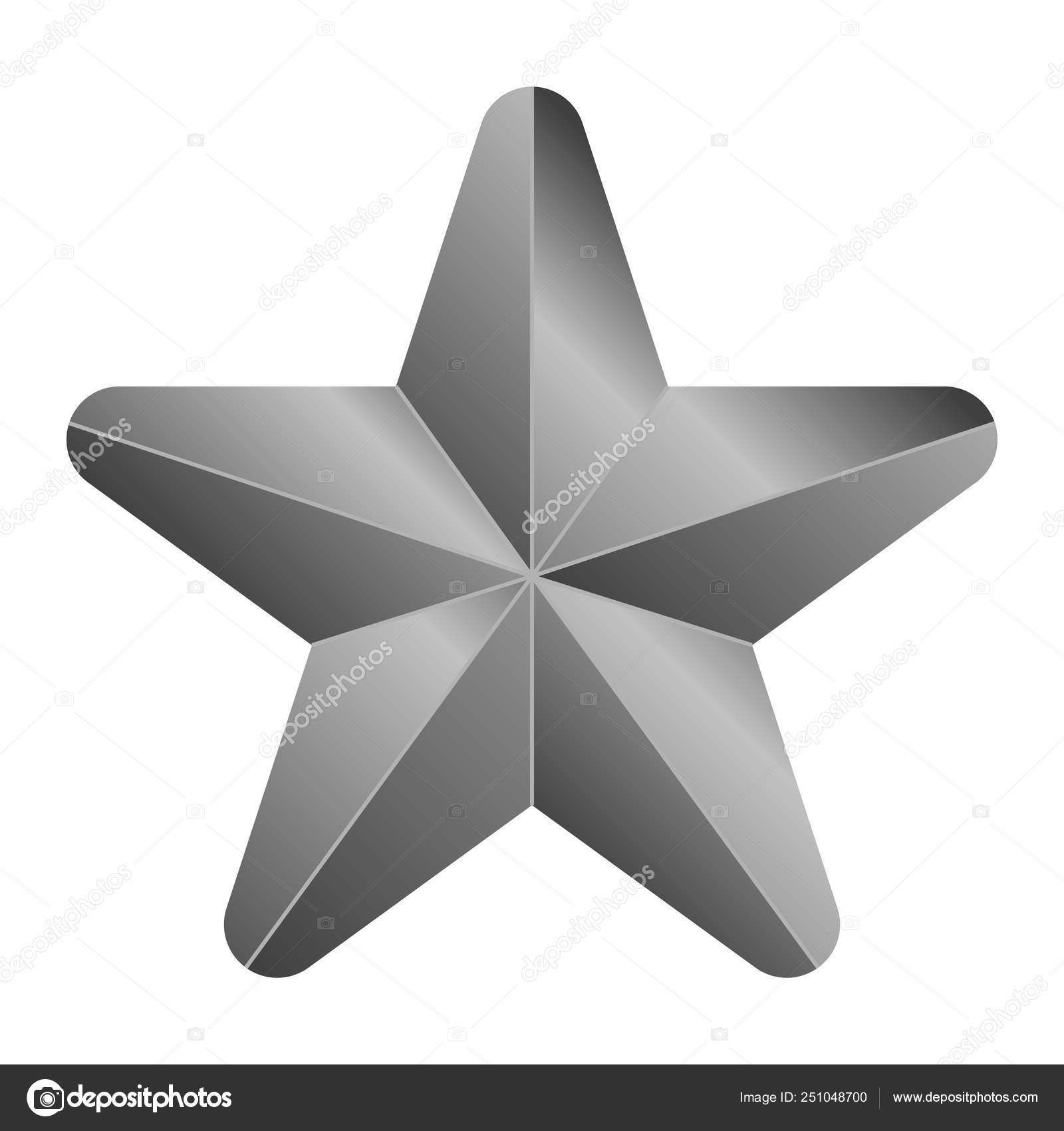 Star symbol icon - gray gradient 3d, 5 pointed rounded, isolated Stock ...