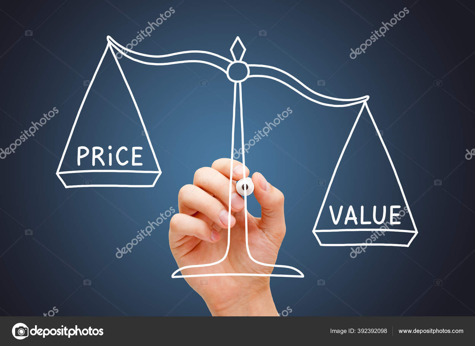 Hand Drawing Value Price Scale Business Concept White Marker ...