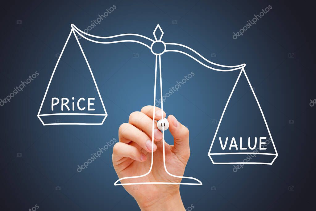 Dibujo a mano Valor Concepto de negocio de escala de precios con ...