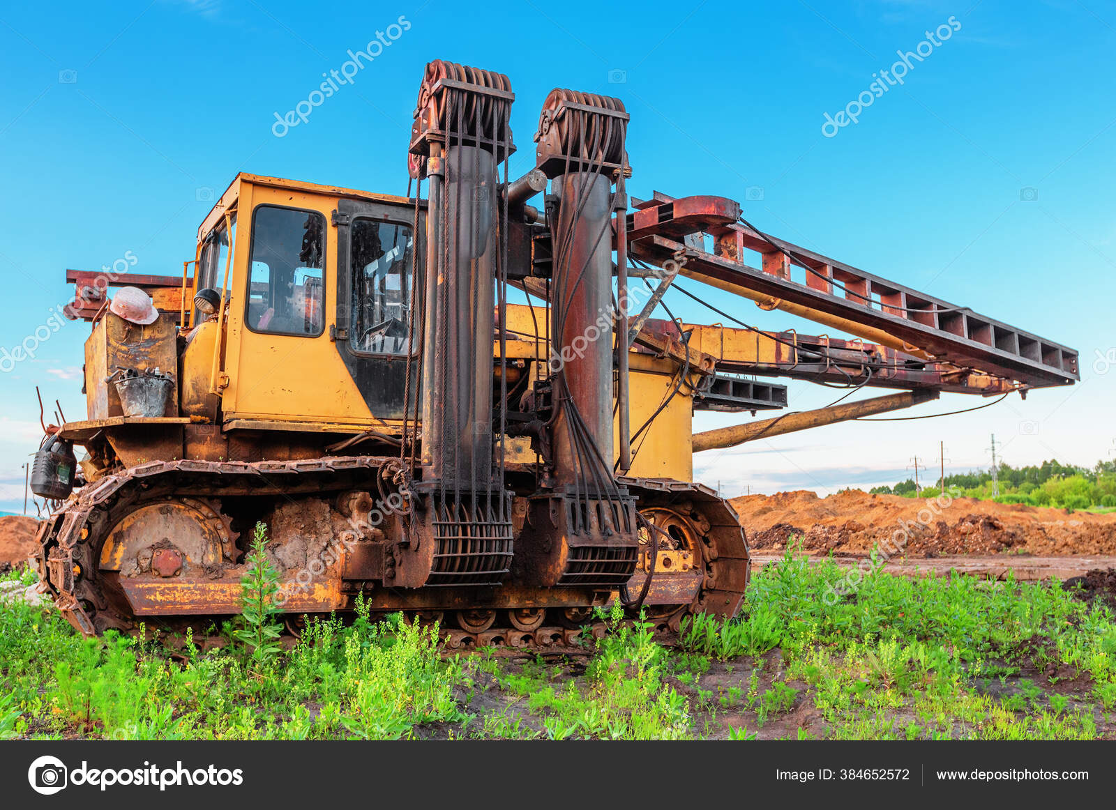 Pile Driver Background Blue Clear Sky Stock Photo by ©Megaloman1ac ...