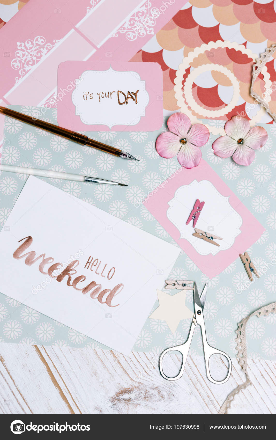 Scrapbook Background Hello Weekend Process Creating Postcard Card Tools ...