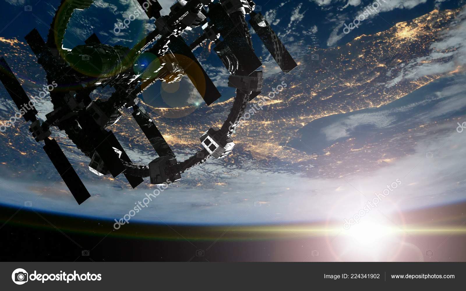 International Space Station Orbiting Earth ⬇ Stock Photo, Image by ...
