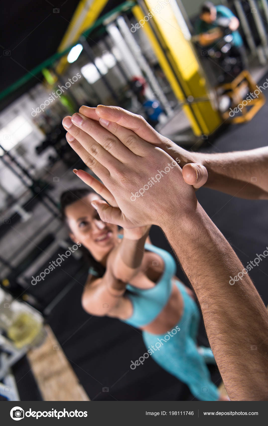 Group Young Athletes Making High Five Hard Exercise Cross Fitness Stock ...