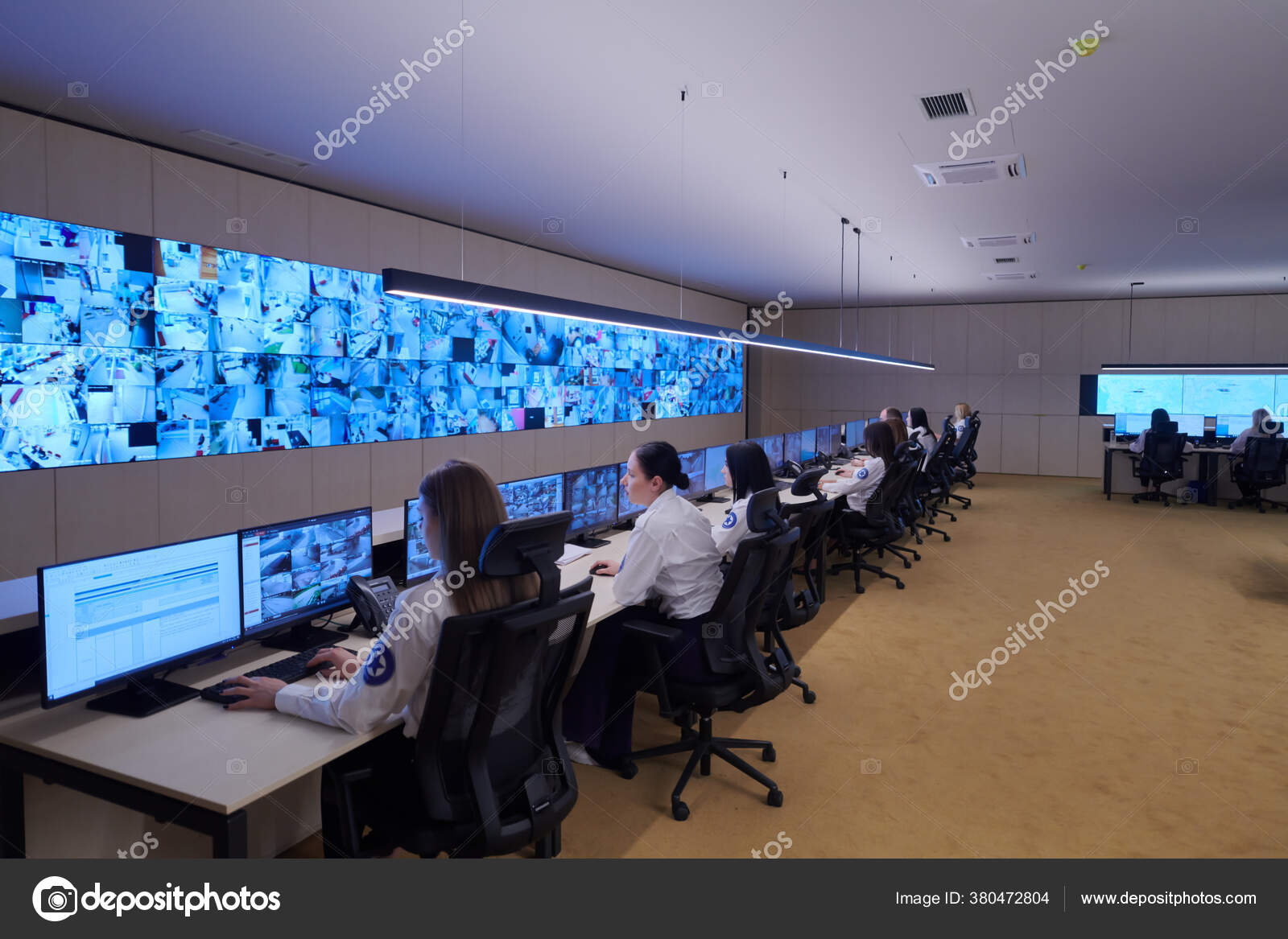 Group Security Data Center Operators Working Cctv Monitoring Room ...
