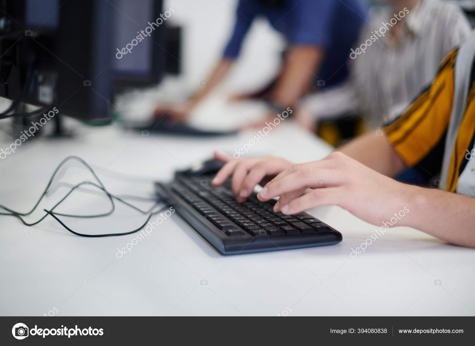 Casual Business Man Working Desktop Computer Modern Open Plan Startup ...