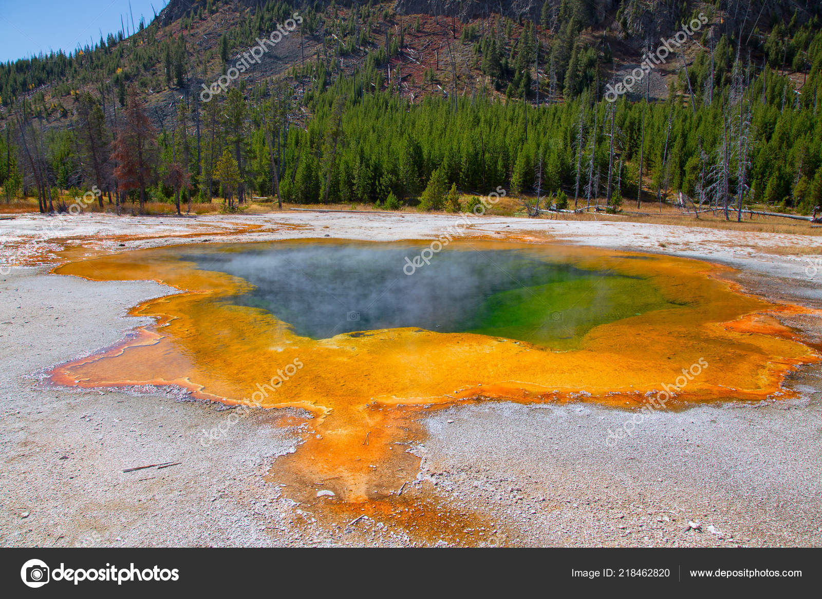 Colorful Hot Water Pool Yellowstone National Park Usa Stock Photo by ...