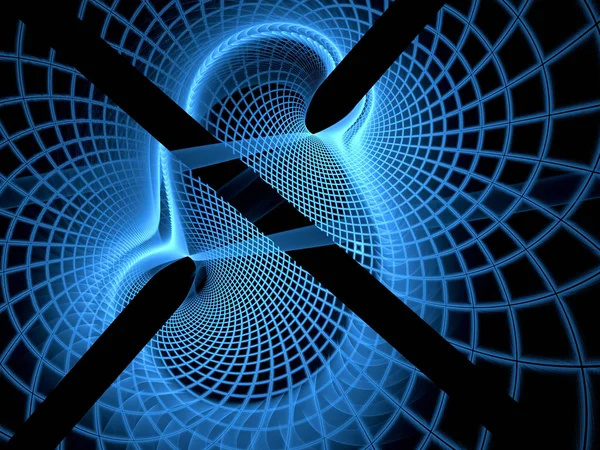 Three dimensional composition of glowing squares, lines and shape ...