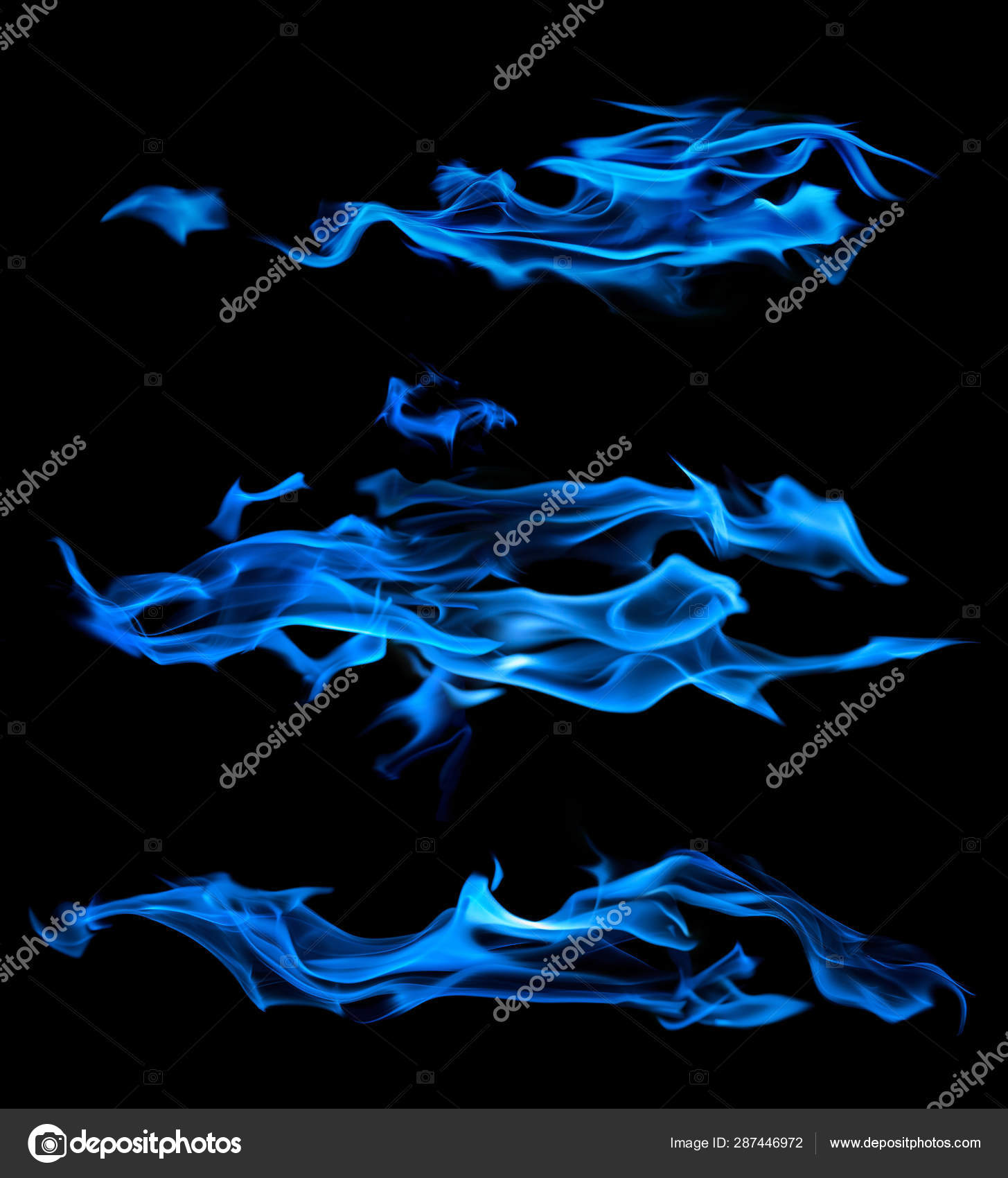 Blue flame long sparks isolated on black — Stock Photo © Dr.PAS #287446972