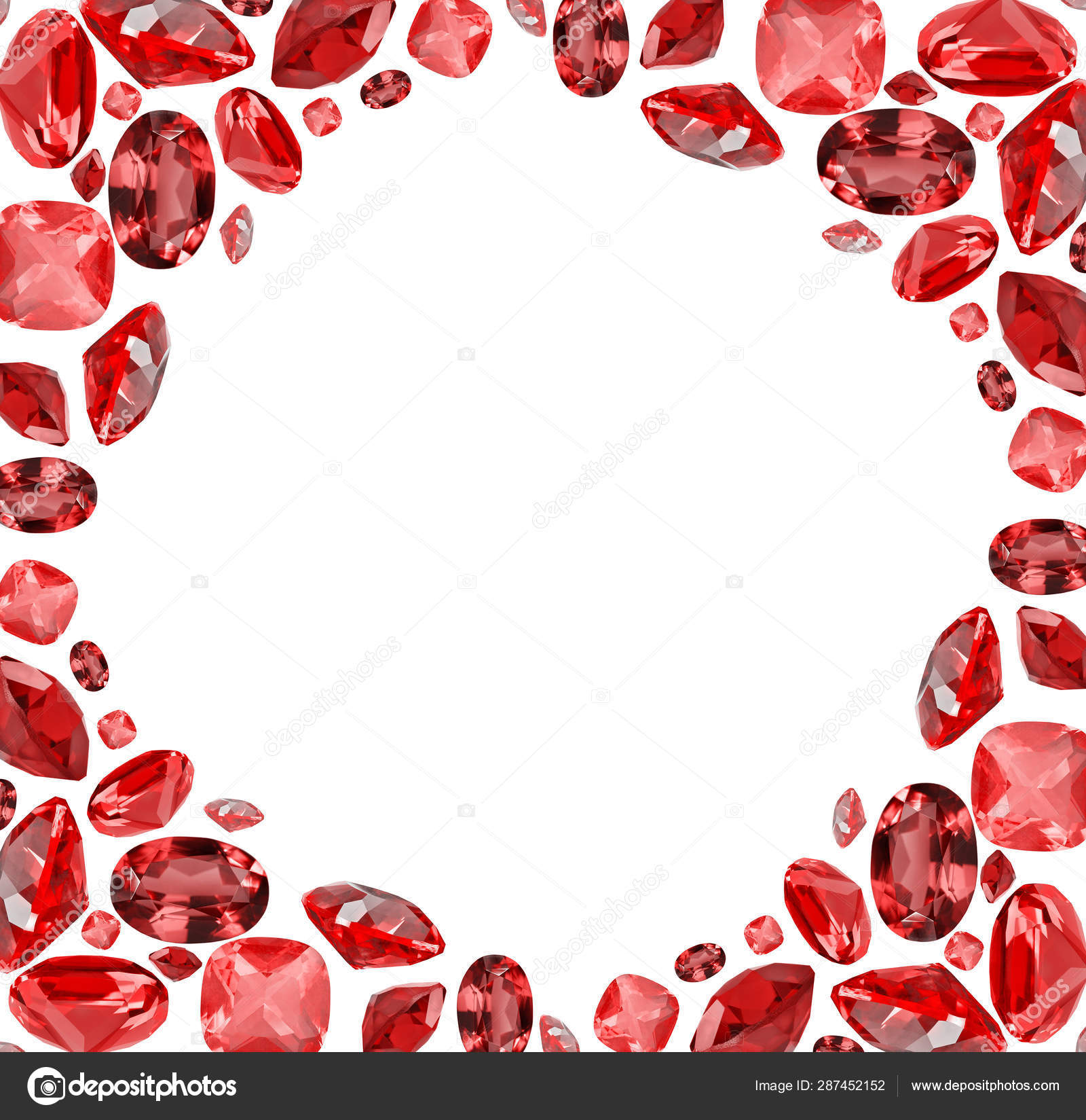 Frame from red ruby gems isolated on white — Stock Photo © Dr.PAS ...