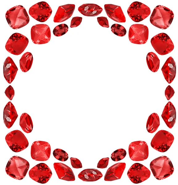Frame from red ruby gems isolated on white — Stock Photo © Dr.PAS ...