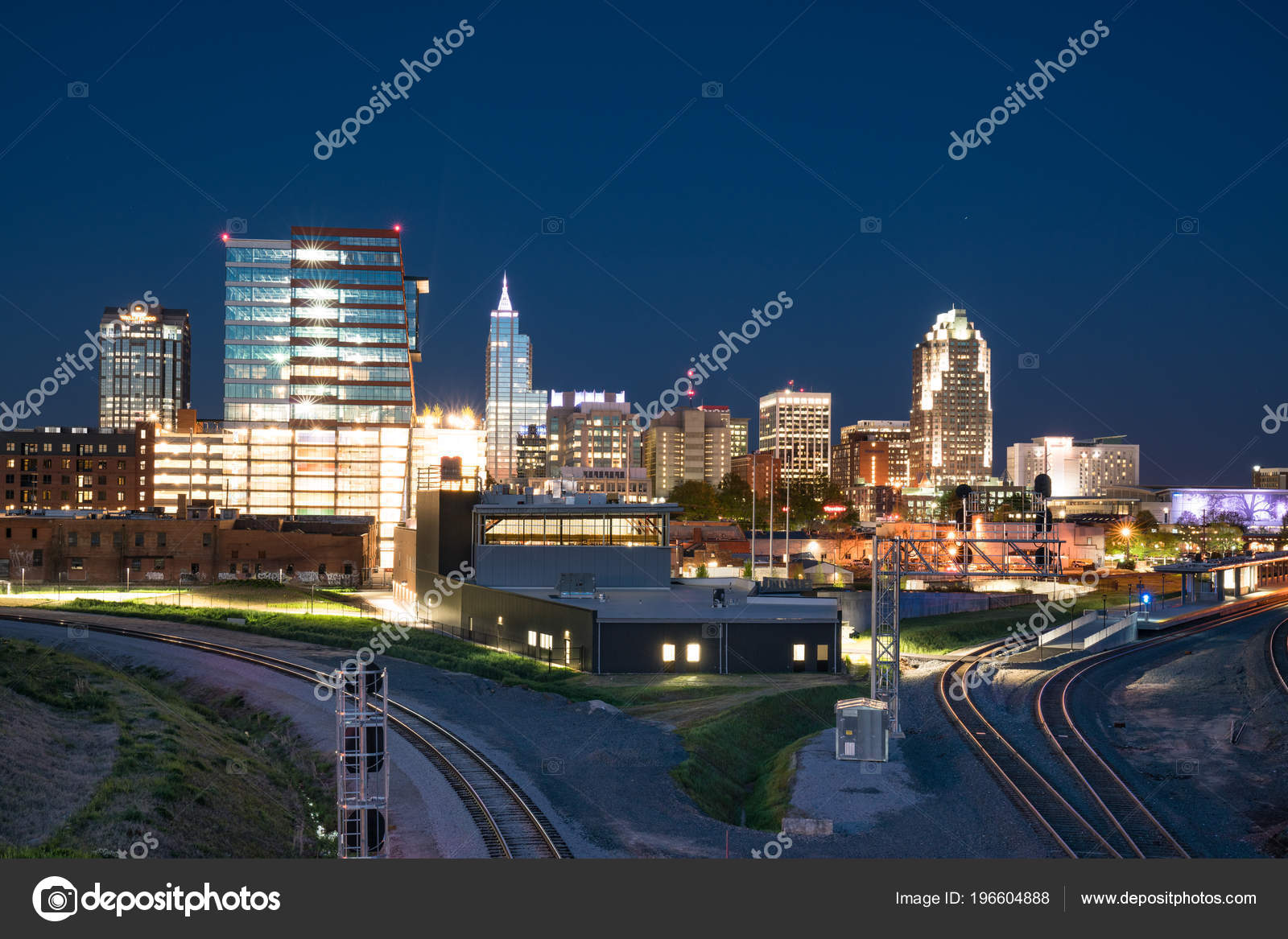 Raleigh April 2018 Raleigh North Carolina Night Skyline Boylan Avenue ...