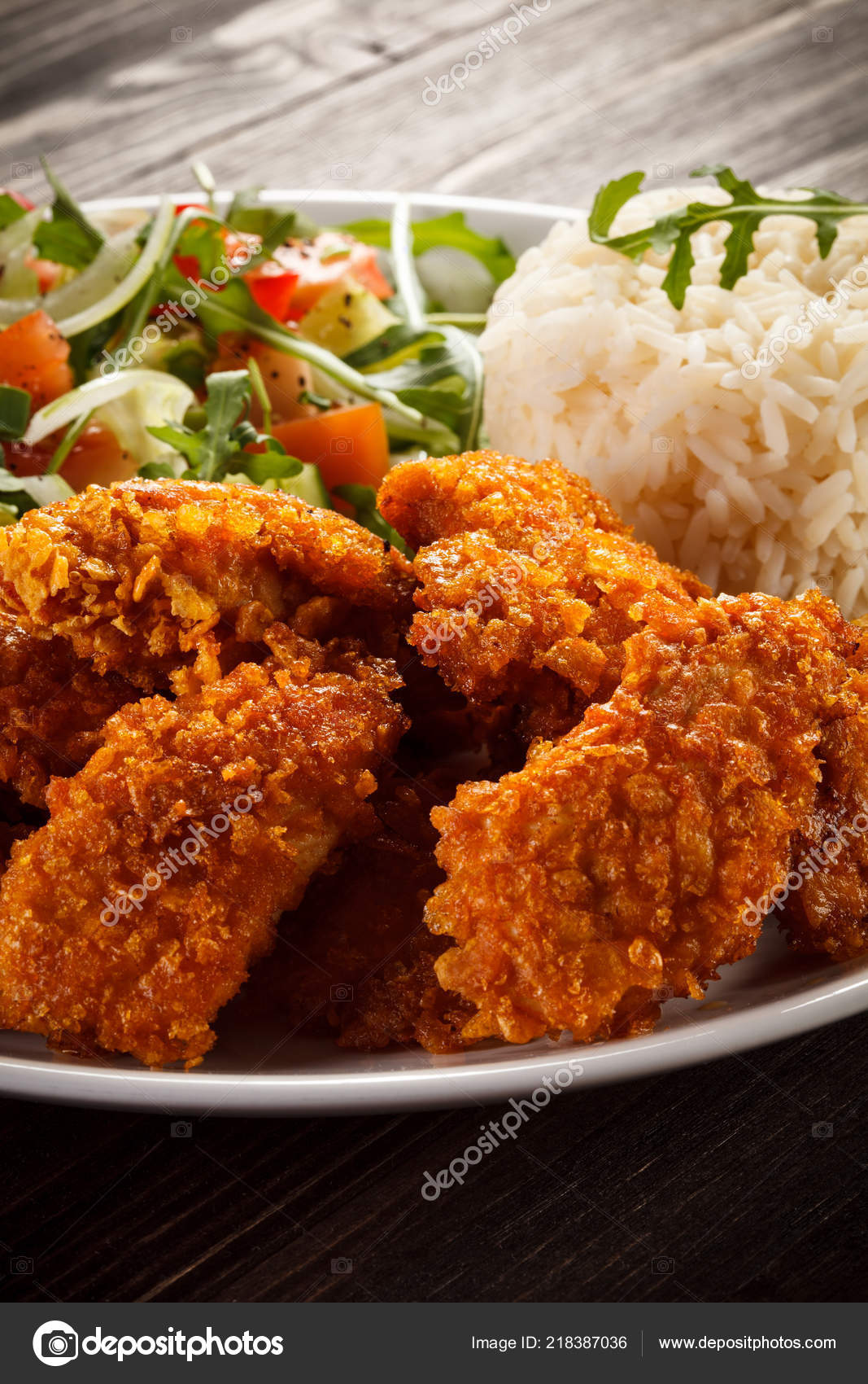 Fried Chicken Wings With Fried Rice