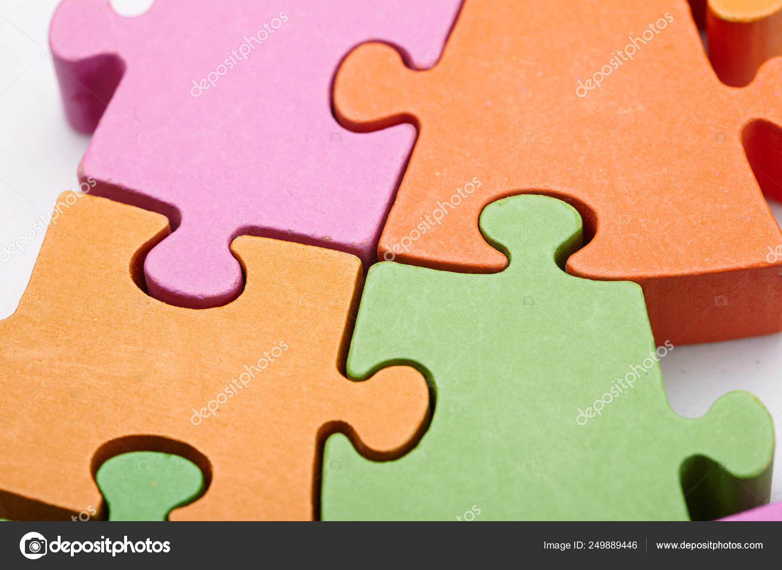 Bright Colorful Puzzle Pieces Close — Stock Photo © strelok #249889446