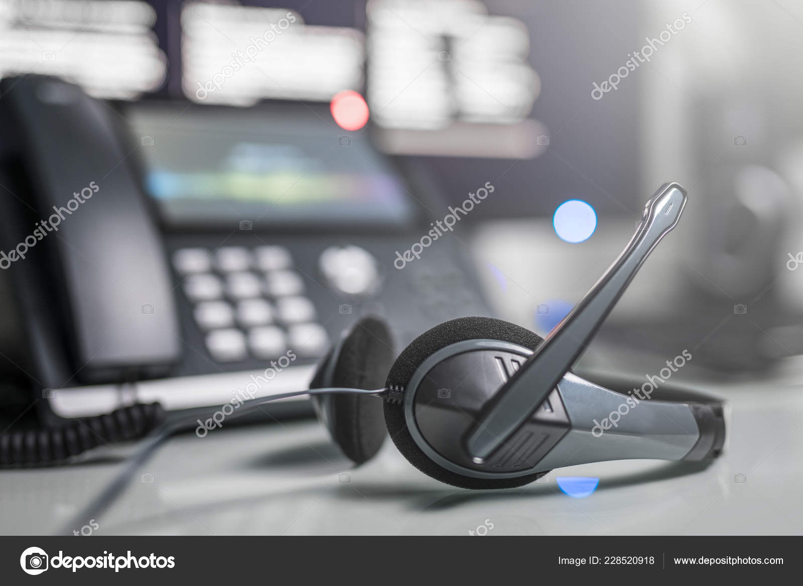 Call Center Headset Office Desk Closeup Stock Photo by ©REDPIXEL 228520918
