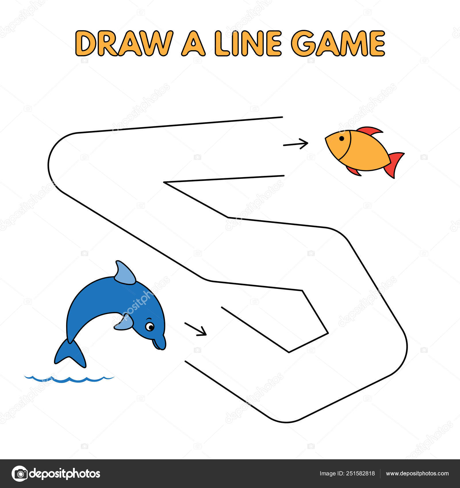 Cartoon Dolphin Draw a Line Game for Kids Stock Vector Image by ©Roman ...