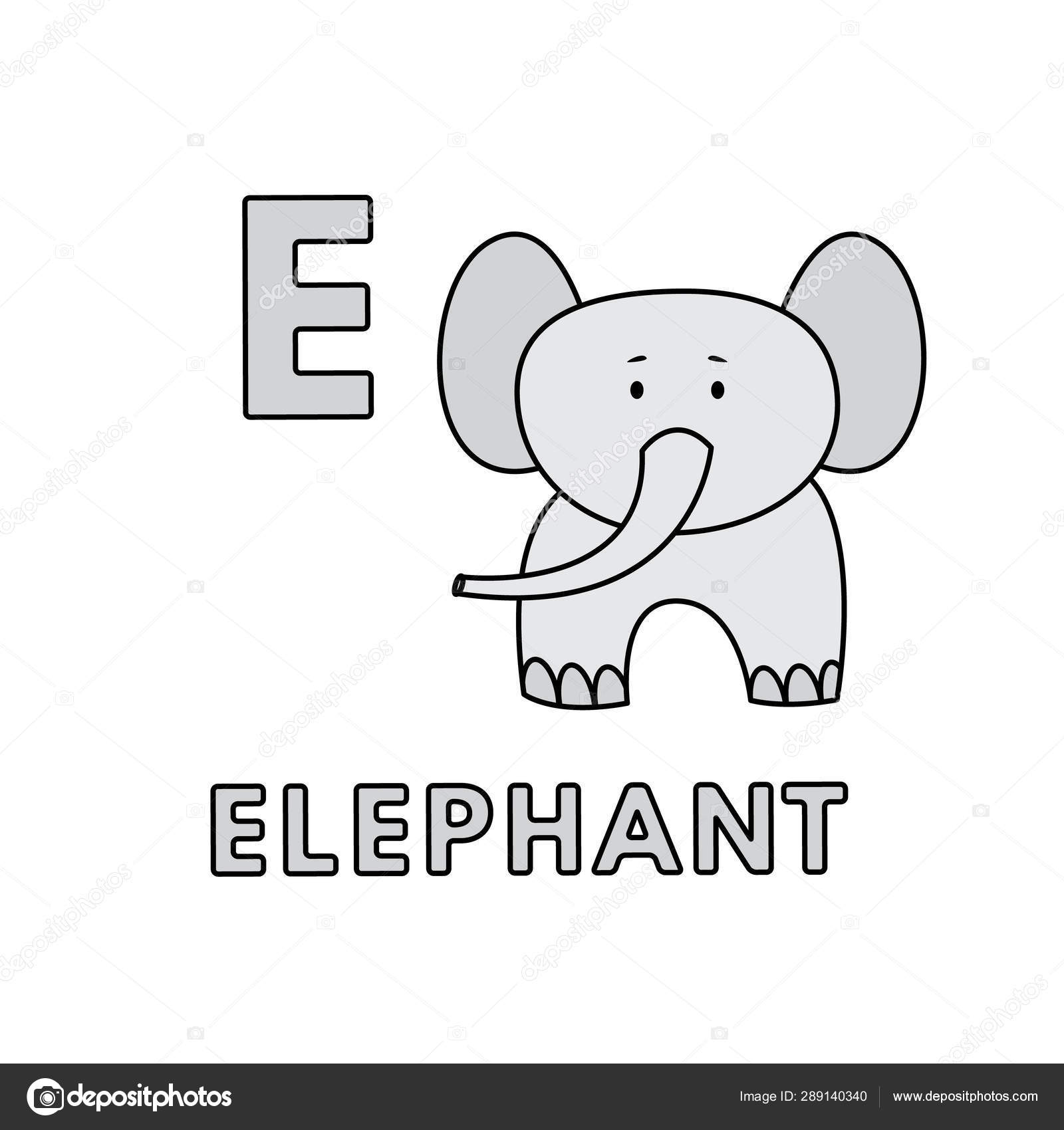 Vector Cute Cartoon Animals Alphabet. Elephant Illustration Stock ...