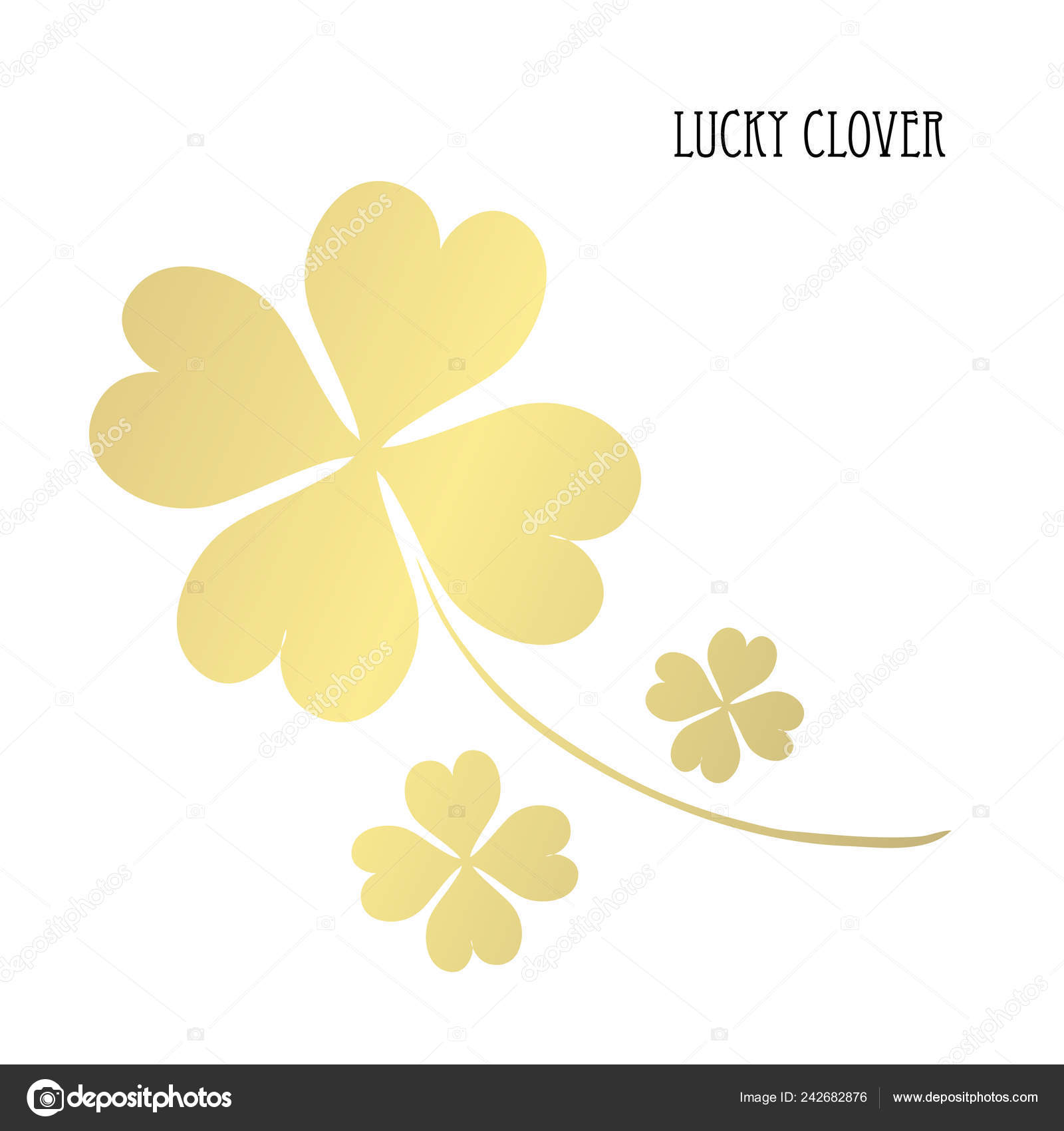 Decorative Golden Lucky Four Leaf Clovers Design Elements Can Used ...