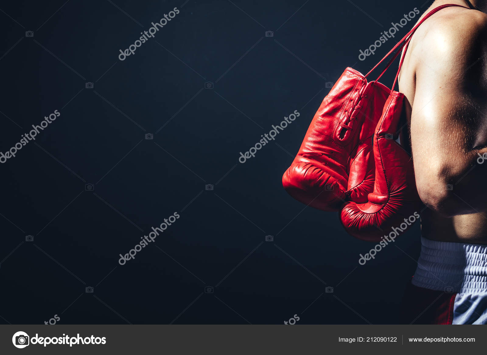 Red Gloves Hanging Boxers Back Professional Sport Equipment Boxing ...