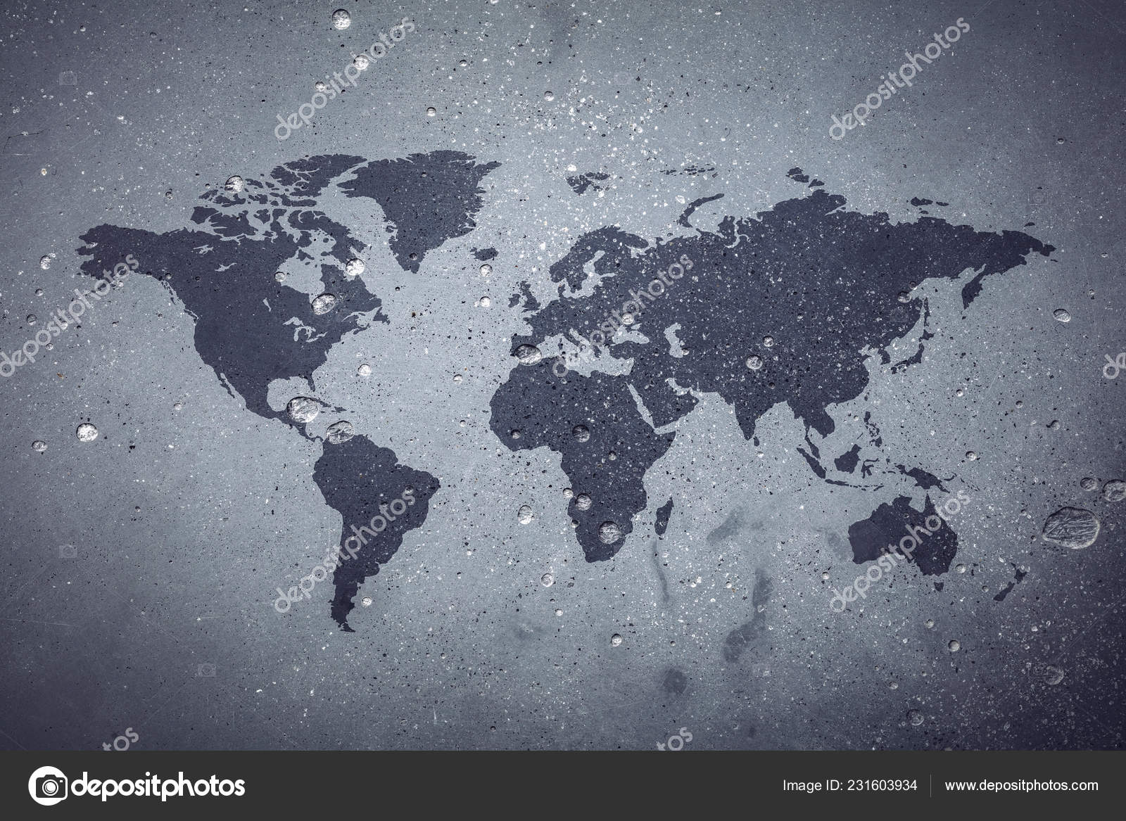 World Map Grey Concrete Background Continents Lands Geography — Stock ...