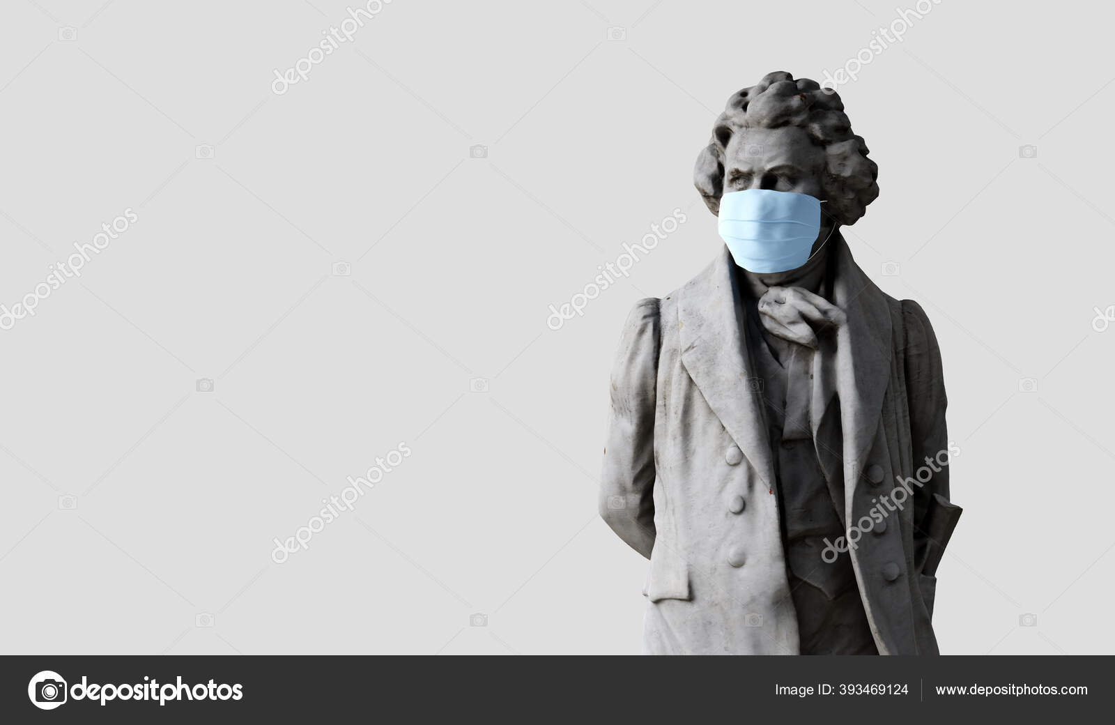 Ancient Human Statue Wearing Face Mask Coronavirus Covid Illustration ...