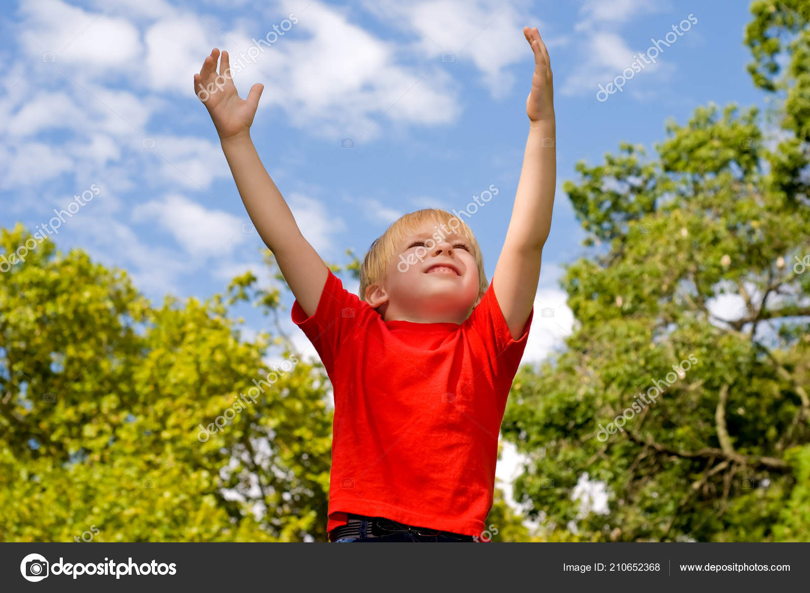 Little Boy Open Hands Raised Sky Stock Photo by ©anpet2000 210652368