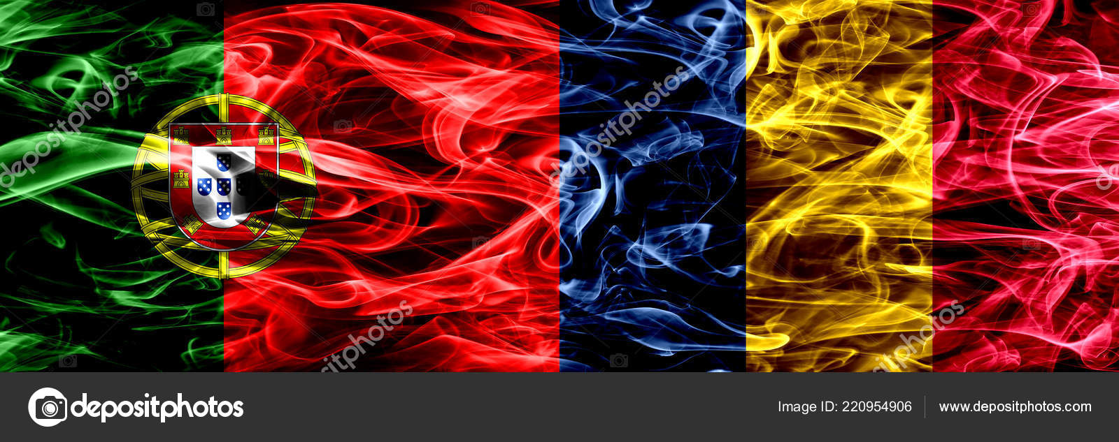 Portugal Chad Chadian Smoke Flags Placed Side Side Thick Colored ...